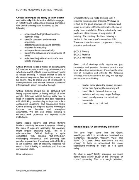 Critical Thinking Docx