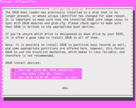 Linux Virtual Machine Apt Get Grub Issue Stack Overflow