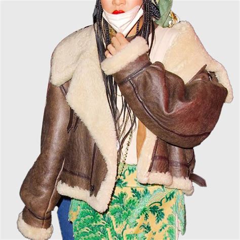 Rihanna Brown Leather Jacket Tlv