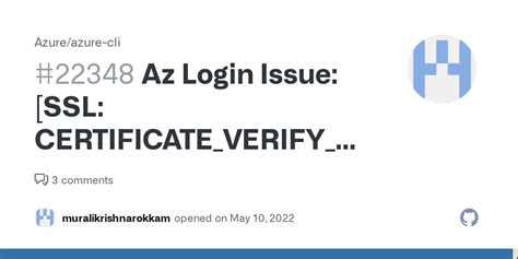 Az Login Issue SSL CERTIFICATE VERIFY FAILED Certificate Verify Failed Unable To Get Local