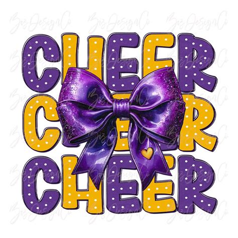Gold Purple Cheer Bow Png Cheer Coquette Bow Png Cheer Sublimation