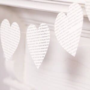 Vintage Book Page Heart Garland Valentines Decor Etsy
