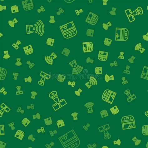 Set Line Router And Wi Fi Signal Pilot And Aircraft Hangar On Seamless Pattern Vector Stock