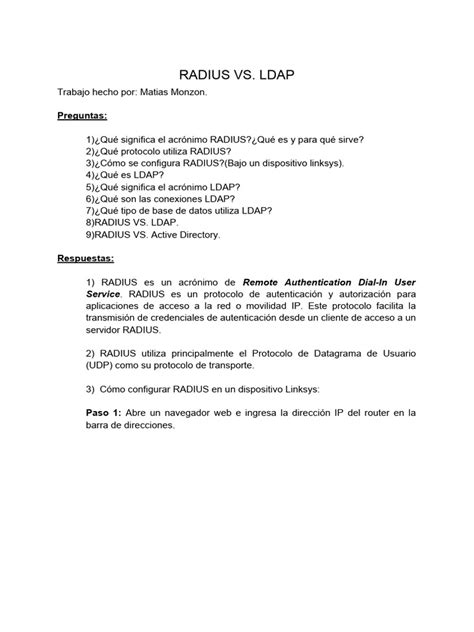 Radius Vs Ldap Pdf Radio Directorio Activo