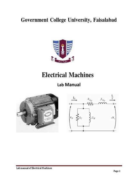 Lab Manual On Electrical Machines Introduction To Modeling And Simulation Of Electrical Systems