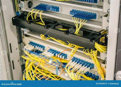Network Cables Connected To Switches Ports In Datacenter Cupboard Web