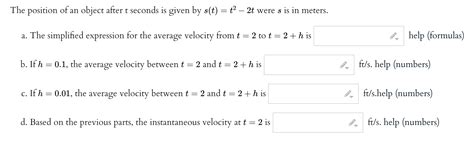 Solved The Position Of An Object After T Seconds Is Given By Chegg