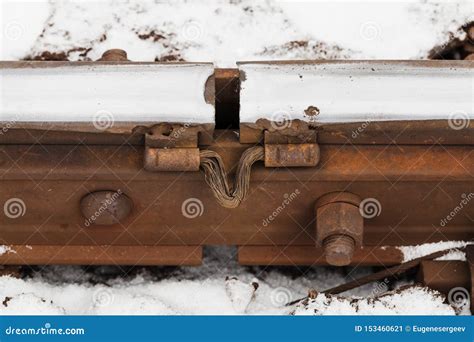 Gap Between Rusted Rails Close Up Stock Image Image Of Rusted