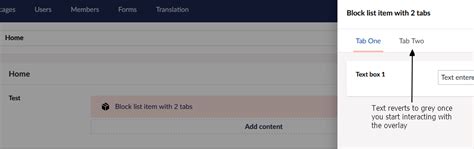 Block List Editor Opening A List Item With 2 Tabs Highlights Both First And Second Tabs