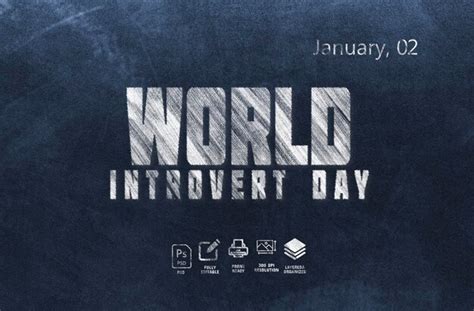 Premium Psd World Introvert Day January 02 Editable Chalk Text Effect