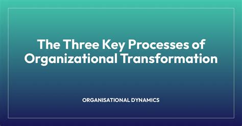 The Three Key Processes Of Organizational Transformation • Slm Self Learning Material For Mba