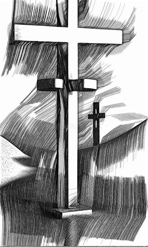 3d Cross Drawing With Pencil