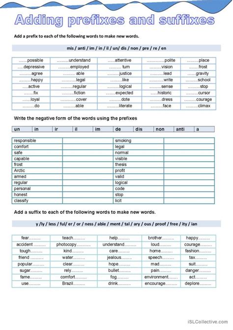Prefixes And Suffixes Exercises With Answers