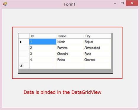 Bind Datagridview In Window Forms Using C