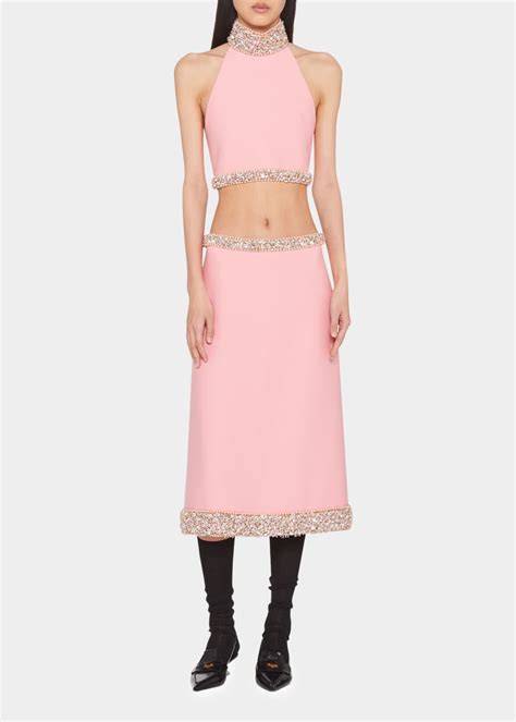 Miu Miu Trim Embellished Cady Midi Skirt Bergdorf Goodman