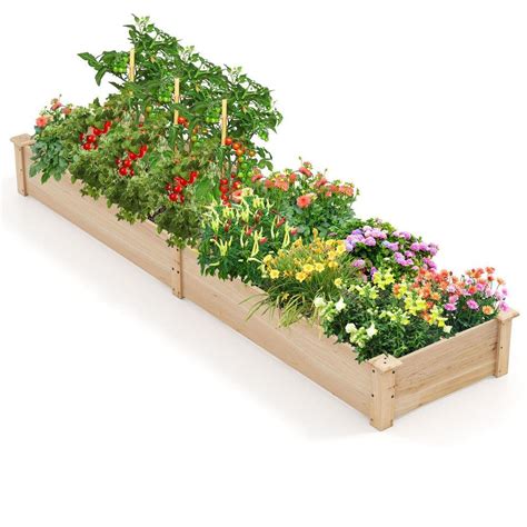 Angeles Home 90 In X 25 In X 10 In Natural Solid Wood Raised Garden