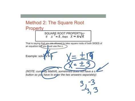Method 2 The Square Root Property Math Showme