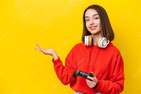 Premium Photo Young Ukrainian Woman Playing With A Video Game