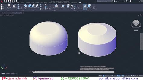 Autocad Tutorial Fillet And Chamfer Commands How To Use On 3d Round Shape Objects Qasimcad