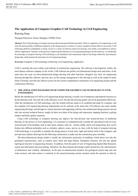 Pdf The Application Of Computer Graphics Cad Technology In Civil Engineering