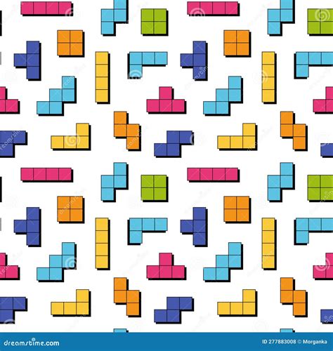 Abstract Tetris Style Seamless Background Stock Vector Illustration Of Backdrop Graphic