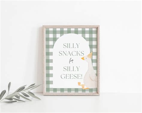 Printable Silly Goose Birthday Food Table Sign Sage Green Goose Theme