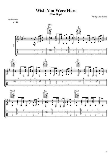 Wish You Were Here Pink Floyd Fingerstyle Kenneth Acoustic