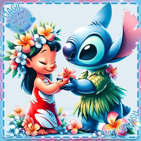 Lilo And Stitch Flowers Png Tropical Hawaiian Art Digital Download