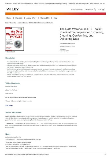 Pdf The Data Warehouse Etl Toolkit Practical Techniques For Files