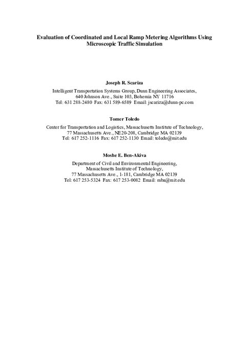 Pdf Evaluation Of Coordinated And Local Ramp Metering Algorithms Using Microscopic Traffic