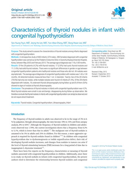Pdf Characteristics Of Thyroid Nodules In Infant With Congenital