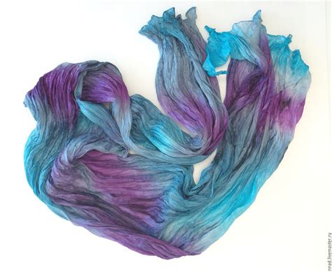 Батик шарф шелковый Летнее небо фиолетовый