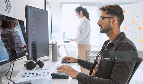 Hispanic Latin American Couple Software Engineer Developer Use Computer