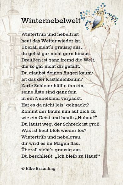 Wintertrüb Und Nebeltrist Heut Das Wetter Wieder Ist Wintergedichte Für Kinder