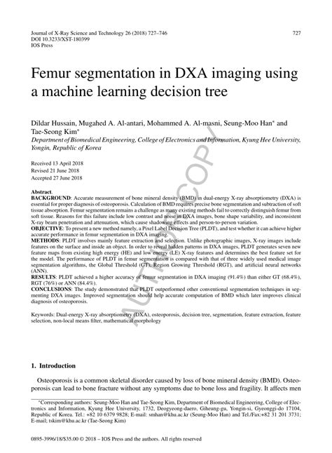 Pdf Femur Segmentation In Dxa Imaging Using A Machine Learning