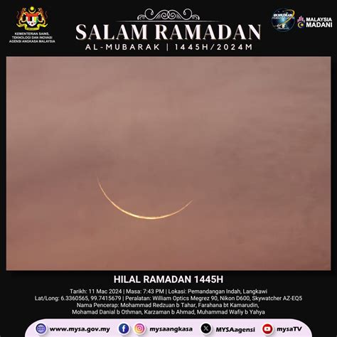 Hilal Ramadan 1445h Malaysian Space Agency Mysa