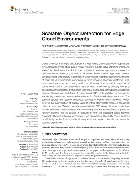 Pdf Scalable Object Detection For Edge Cloud Environments