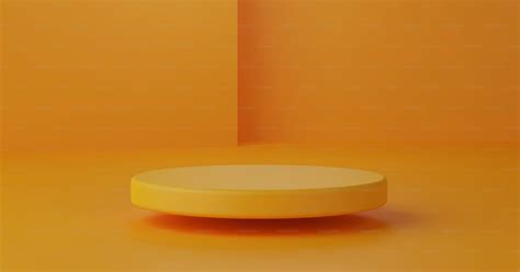원형은 추상적인 주황색 배경에 주황색 연단을 기반으로 한다 제품 전시 및 광고 공간 3d 렌더링 그림 사진 Unsplash의 사업 이미지