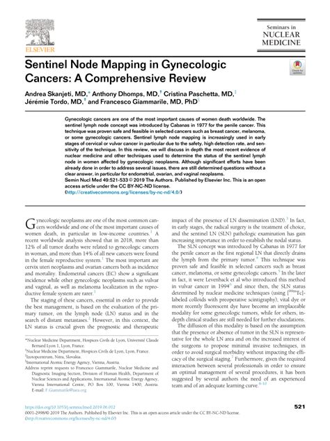 PDF Sentinel Node Mapping In Gynecologic Cancers A Comprehensive Review