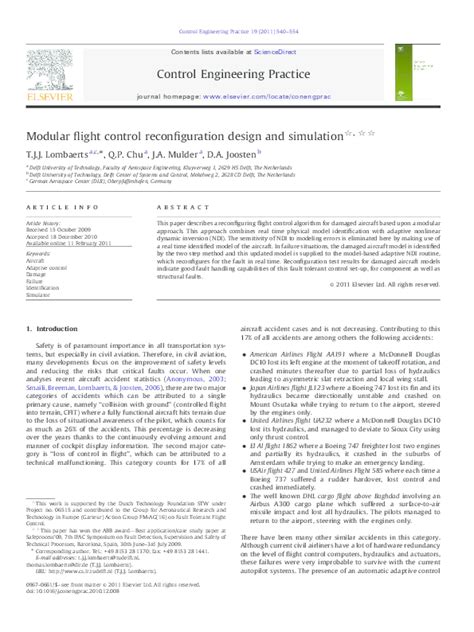 Pdf Modular Flight Control Reconfiguration Design And Simulation