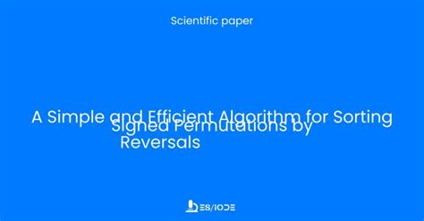 Scientific Research A Simple And Efficient Algorithm For Sorting