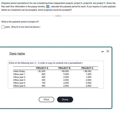 Solved 7 Payback Period Project Apayback Perod Pro