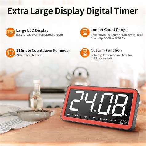 Vocoo Visual Kitchen Timer Extra Large Display Loud Alarm Magnetic