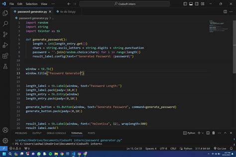 ashwinkumar m on linkedin pythoninternship password generator codsoft