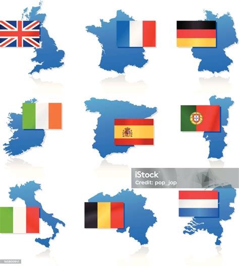 Flag And Map Icons Western Europe Stock Illustration Download Image