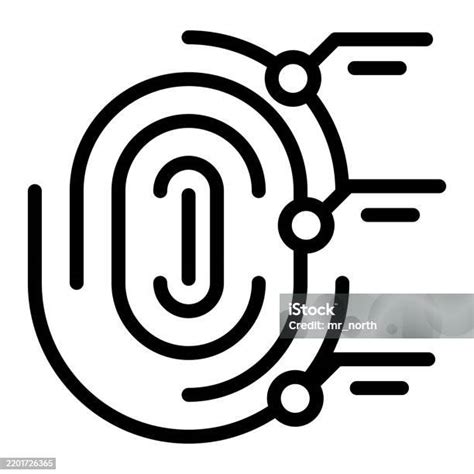 지문 아이콘 얇은 선 스타일 벡터 일러스트 레이 션 그래픽 디자인 검은색에 대한 스톡 벡터 아트 및 기타 이미지 검은색