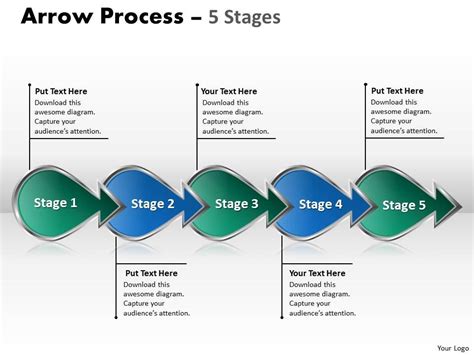 Arrow Process 5 Stages 26 PowerPoint Slide Images PPT Design Templates Presentation Visual