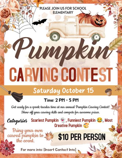 Pumpkin Carving Contest Flyer Editable Templa Template Postermywall