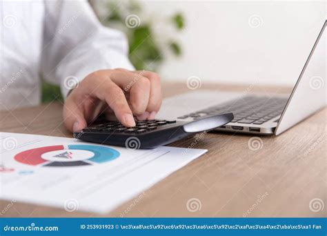 Use A Calculator To Calculate Stock Image Image Of Calculator Materials 253931923