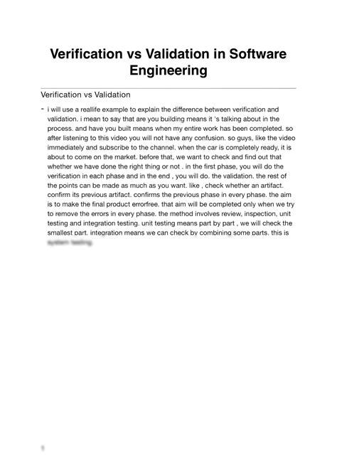 SOLUTION Verification Vs Validation In Software Engineering Studypool